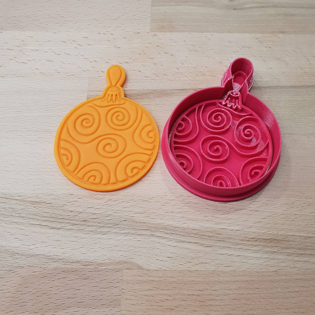 Christmas bauble cookie cutter - round bauble with spirals – Just ...